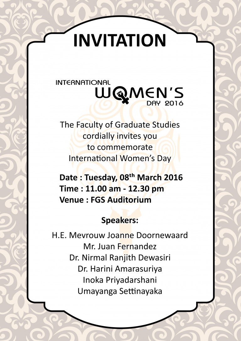 women’s day Invitation | University of Colombo | University of Colombo ...